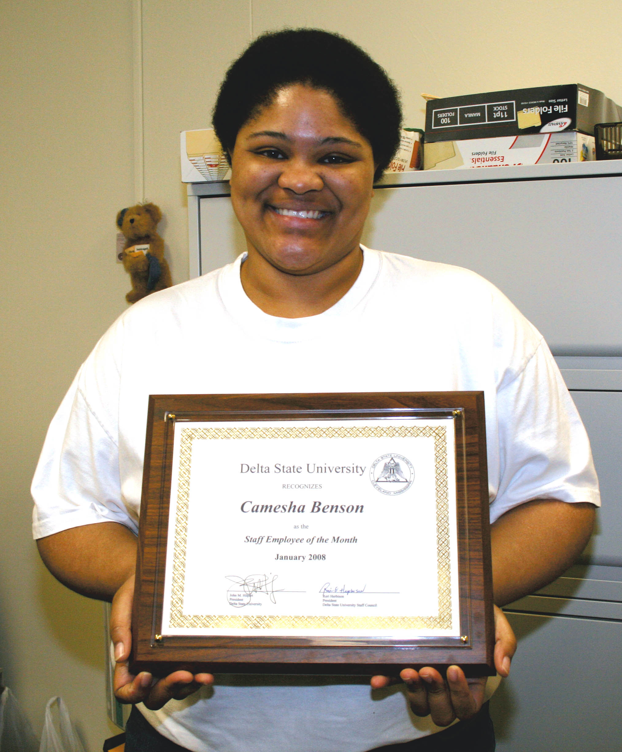 Staff Council's Employee of the Month for 2008 - Delta State University