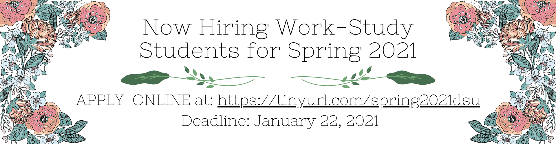 Now Hiring Work-Study Students for Spring 2021 - Library