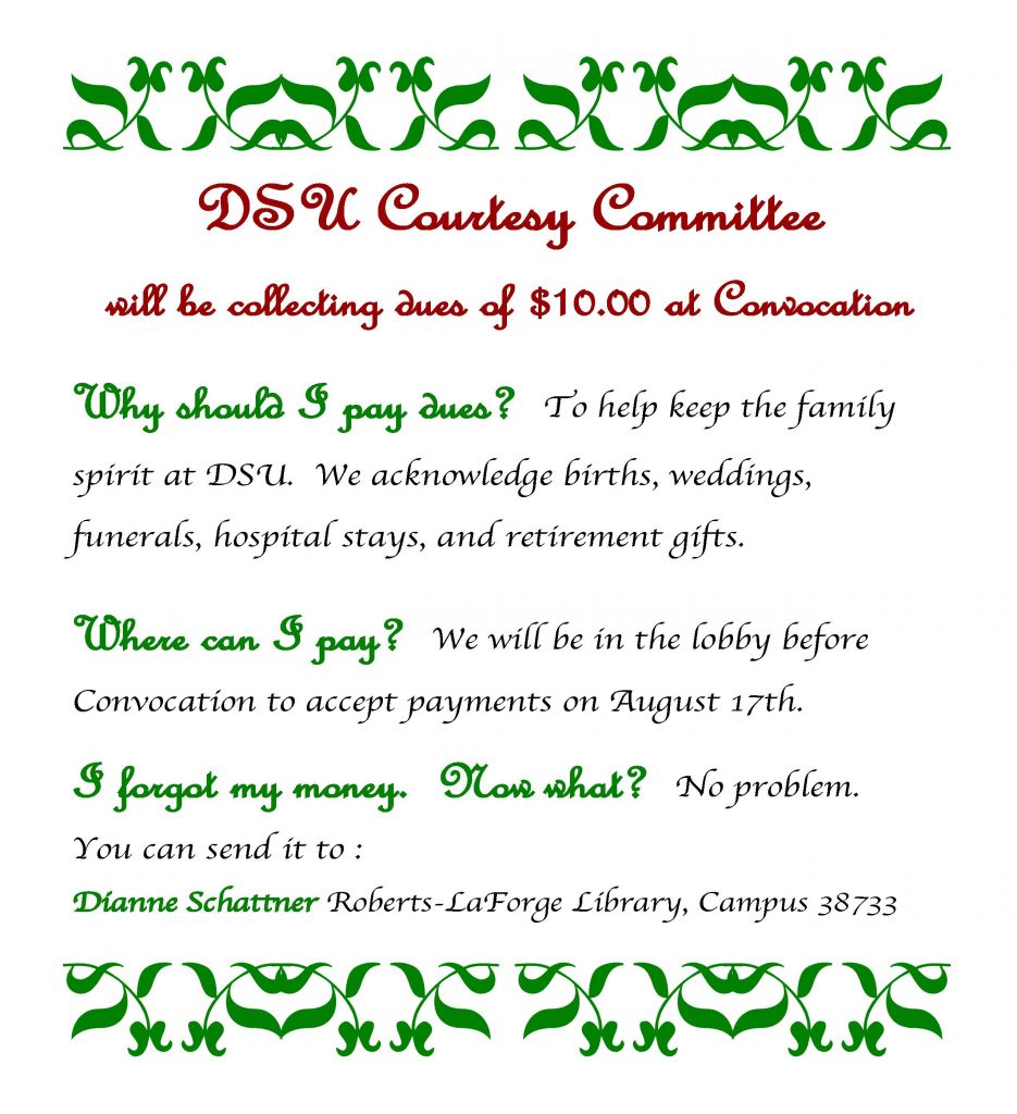 Courtesy Committee collecting dues Aug. 17 at Convocation - News and Events